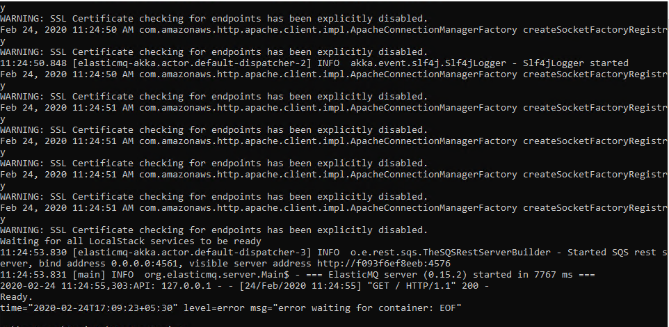Localstack docker container failing with "error waiting for container: EOF" · Issue #2037 ...