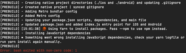 Force npm instead of yarn during prebuild phase of eas build? · Issue #957 · expo/eas-cli · GitHub
