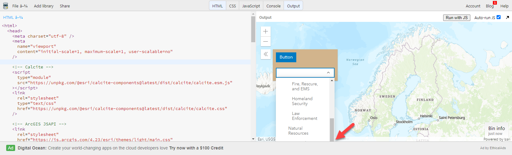 Calcite Combobox Hangs Out Of The Window When Used Within A Js Api Widget · Issue 4772 · Esri
