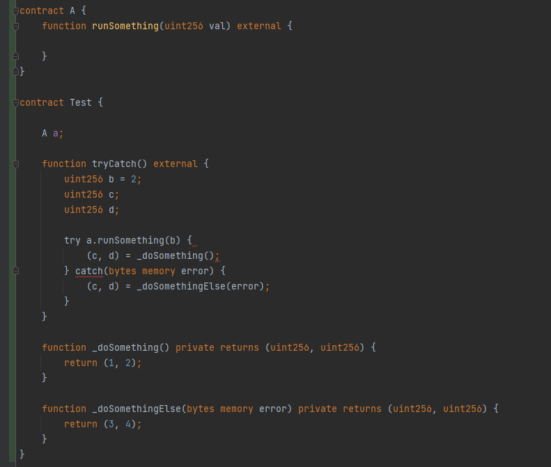 Destructuring inside a Try Catch block shows error · Issue #321 · intellij-solidity/intellij ...