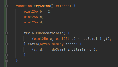 Destructuring inside a Try Catch block shows error · Issue #321 · intellij-solidity/intellij ...