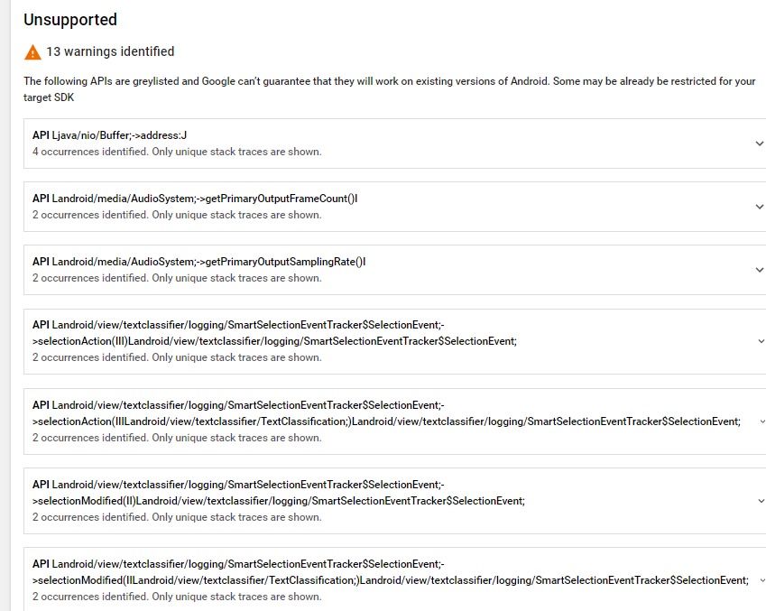 #Unsupported (warnings) at Developer Console After Using AdMob SDK v3.18.1 and If i use AdMob ...