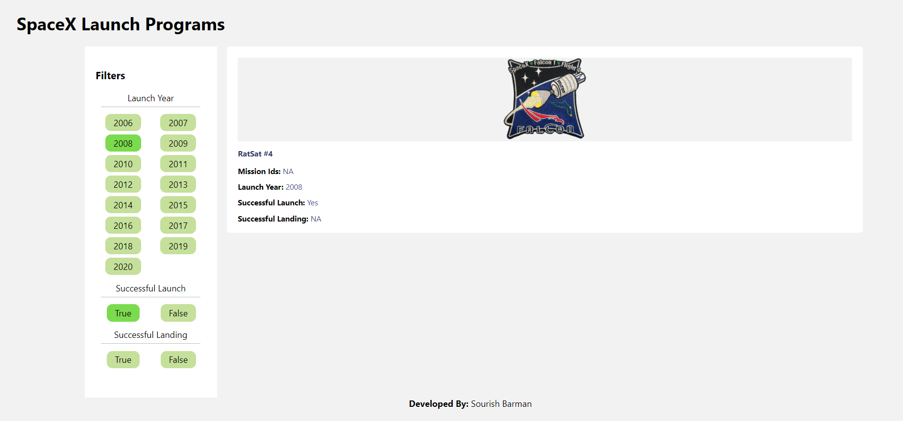 GitHub - Sourishh/SpaceX: React and SpaceX API app - Filters and displays information on all ...