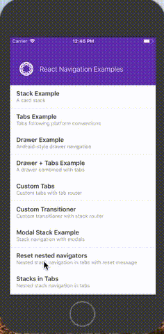 Add example with navigation reset message by pietro909 · Pull Request #3282 · react-navigation ...