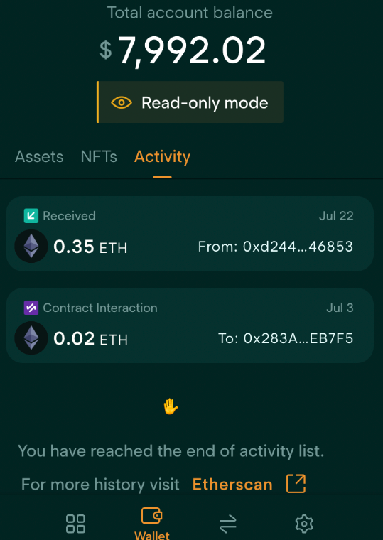 Fix styles of "End of activity list" message · Issue #2074 · tahowallet/extension · GitHub
