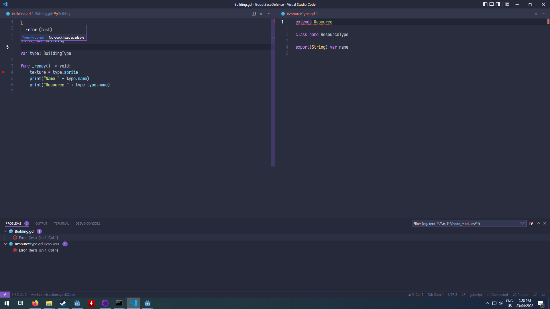 First line of every .gd file has an `Error (test)` · Issue #351 ...