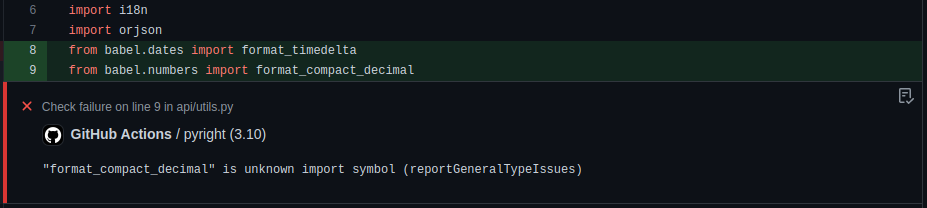 False positive: "format_compact_decimal" is unknown import symbol ...