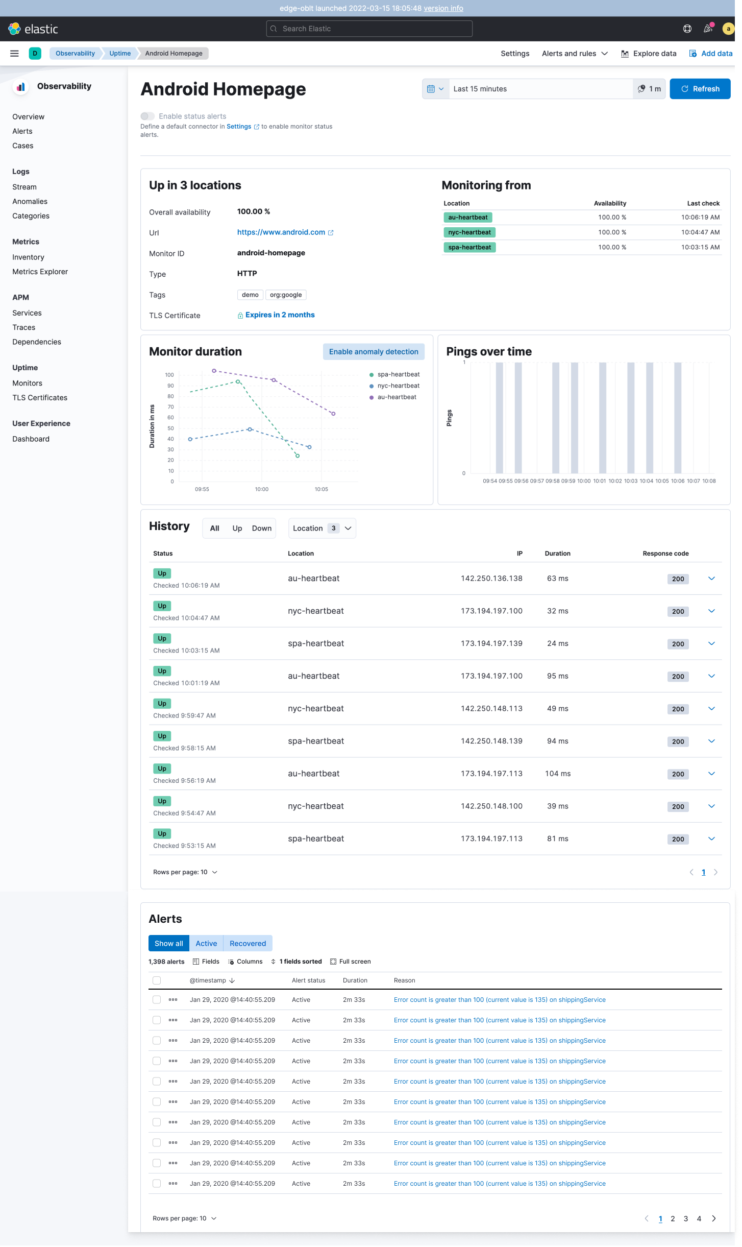 [uptime] Show alerts in context of a monitor · Issue #128859 · elastic/kibana · GitHub