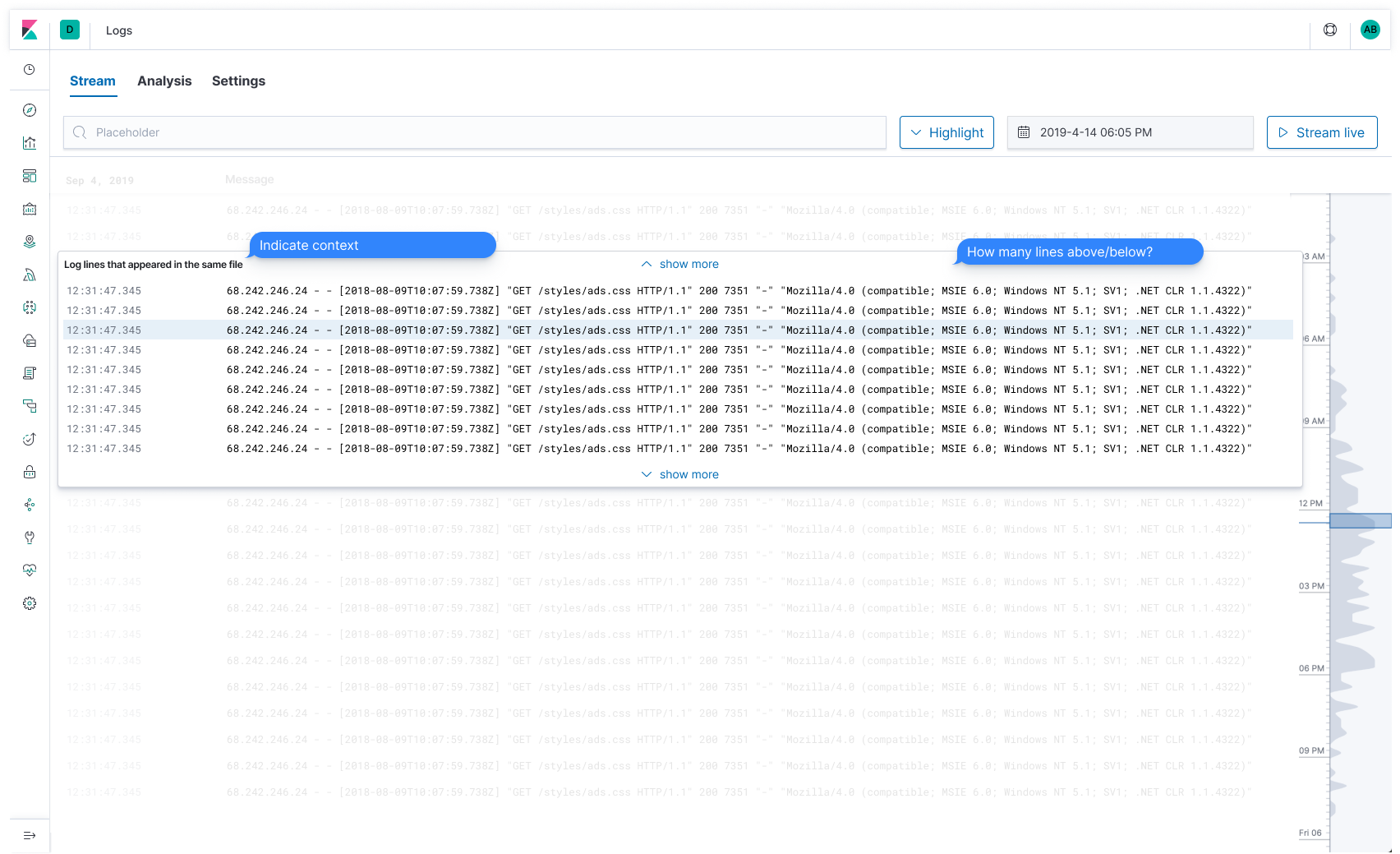 [Logs UI] View in context · Issue #40808 · elastic/kibana · GitHub