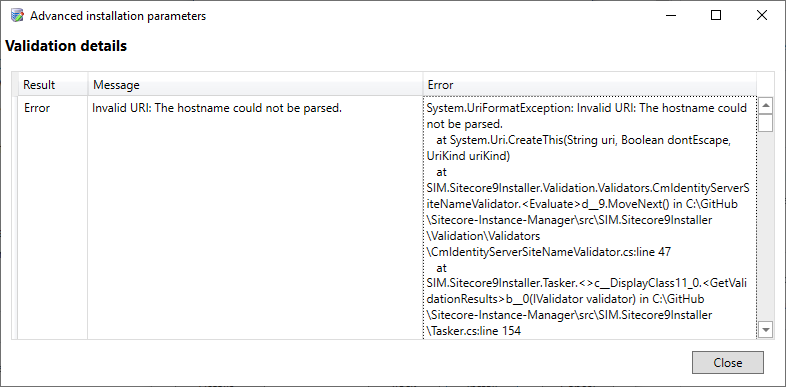 Invalid Uri The Hostname Could Not Be Parsed · Issue 631 · Sitecoresitecore Instance Manager 