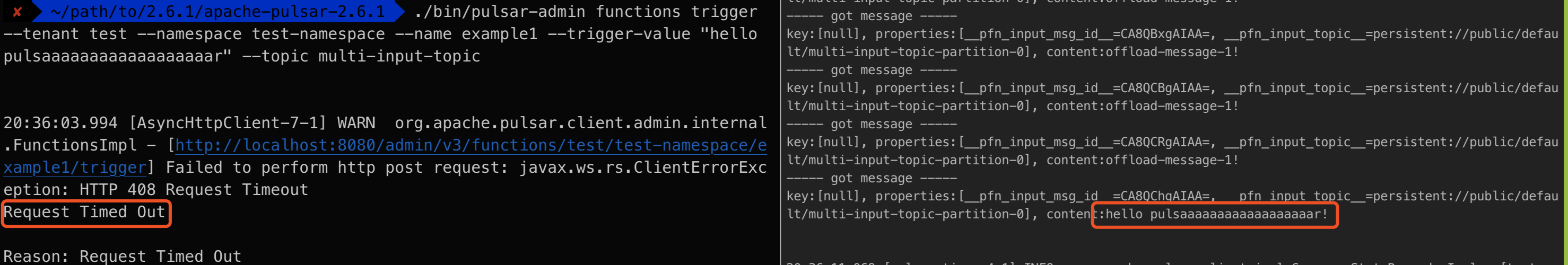 [Pulsar Functions] functions trigger request timeout · Issue #8002 · apache/pulsar · GitHub