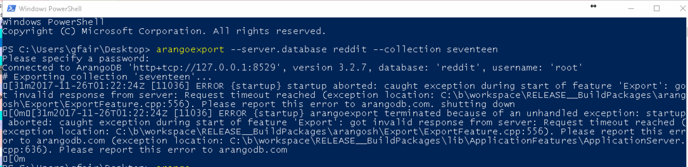 Arangoexport Issues With Exporting 256gb Database · Issue 3808 · Arangodbarangodb · Github