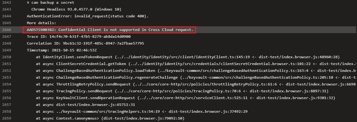 [Key Vault Secrets]Confidential client is not supported in cross cloud ...