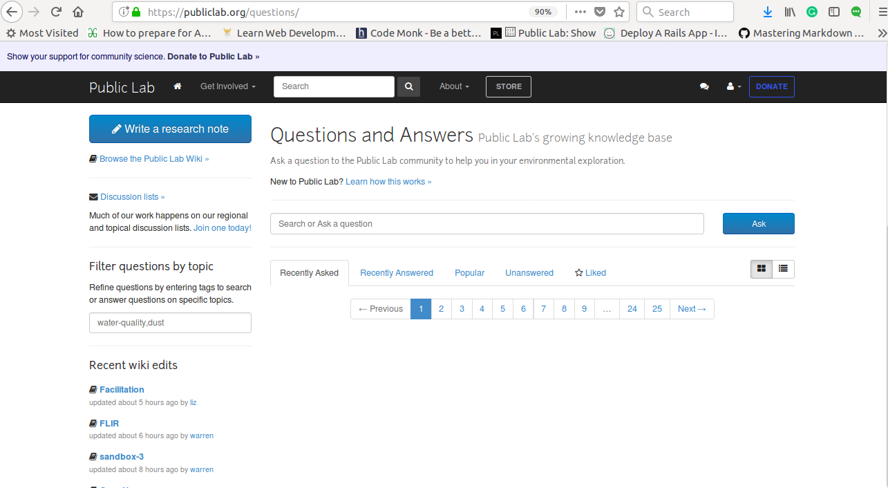 Questions are not listed on /questions · Issue #2107 · publiclab/plots2 · GitHub