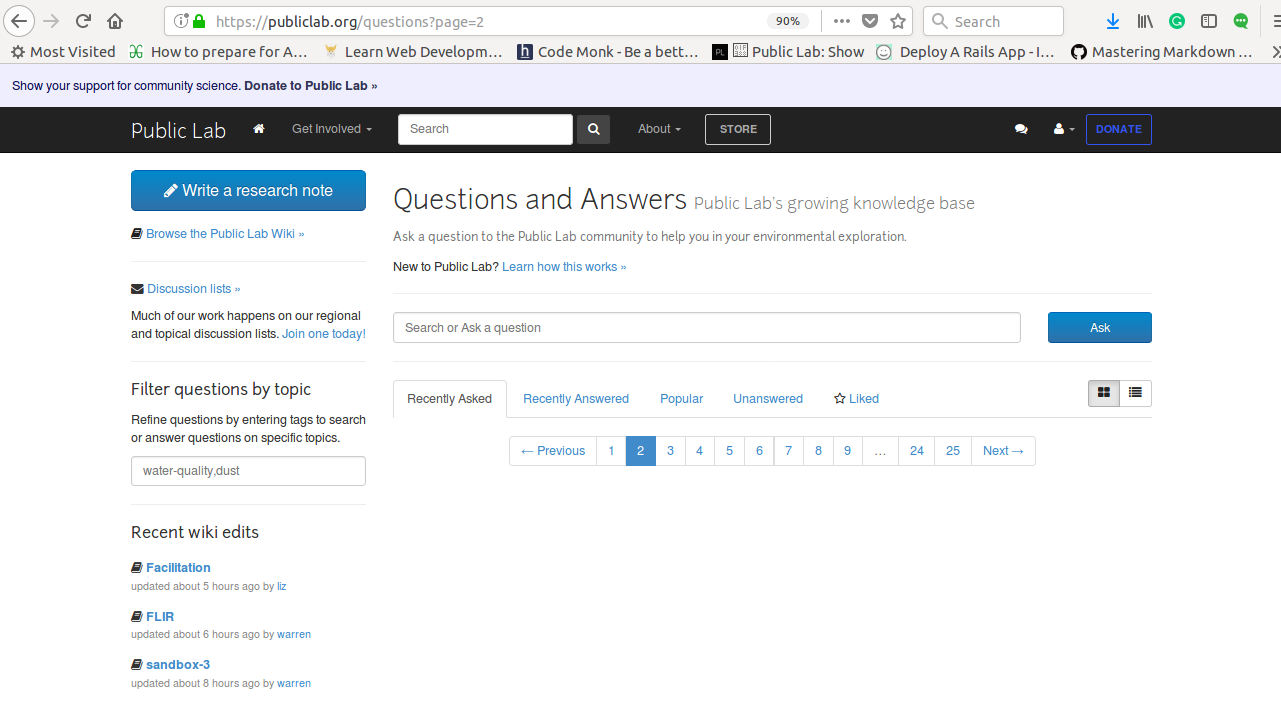 Questions are not listed on /questions · Issue #2107 · publiclab/plots2 · GitHub