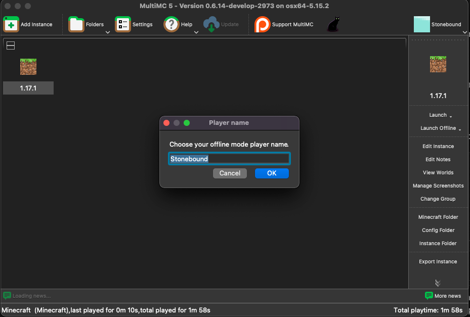 Selecting "Launch Offline" no longer promts for a username · Issue #4311 · MultiMC/Launcher · GitHub