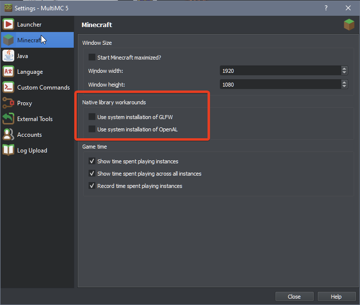 Instances attempting to load fabric fail during initialization, unable to access OpenGL native ...