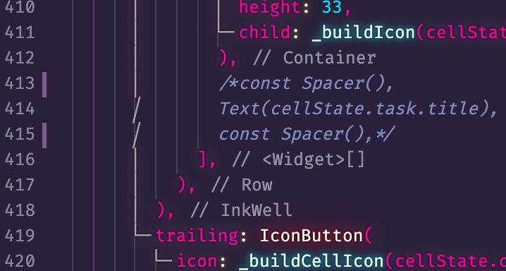 Indicator Lines get Tilted when using /**/ type comments when using ...