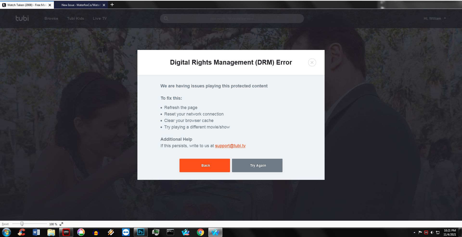 Tubi DRM ISSUES · Issue #2395 · BrowserWorks/Waterfox · GitHub