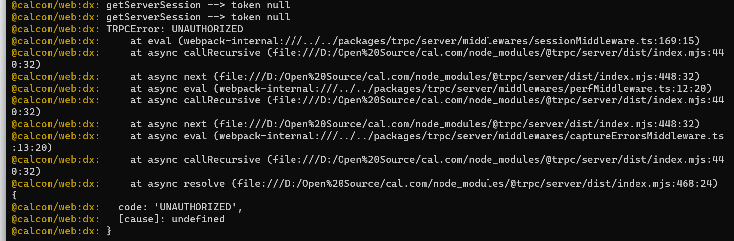 Error setting up the repo - AuthToken is not being generated. · Issue #11365 · calcom/cal.com ...