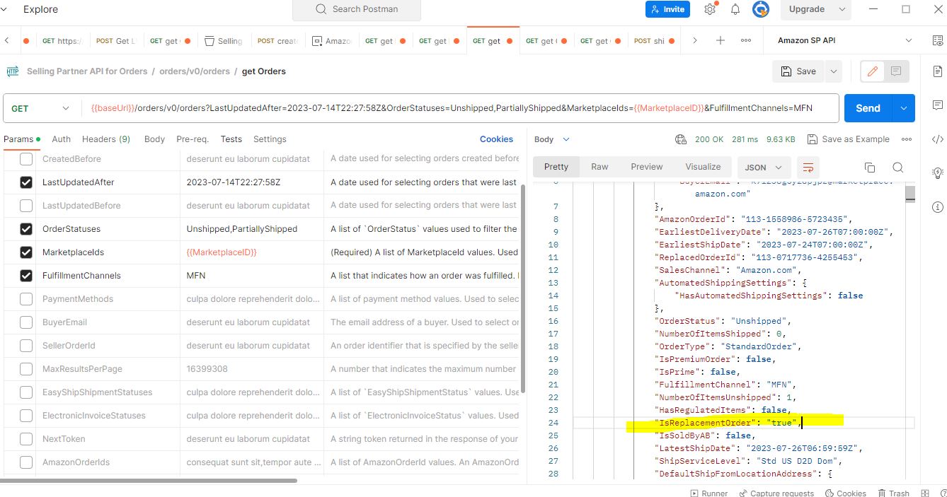 [BUG] [SP-API] IsReplacementOrder is passed as (string) "true" in GetOrders but is passed as ...