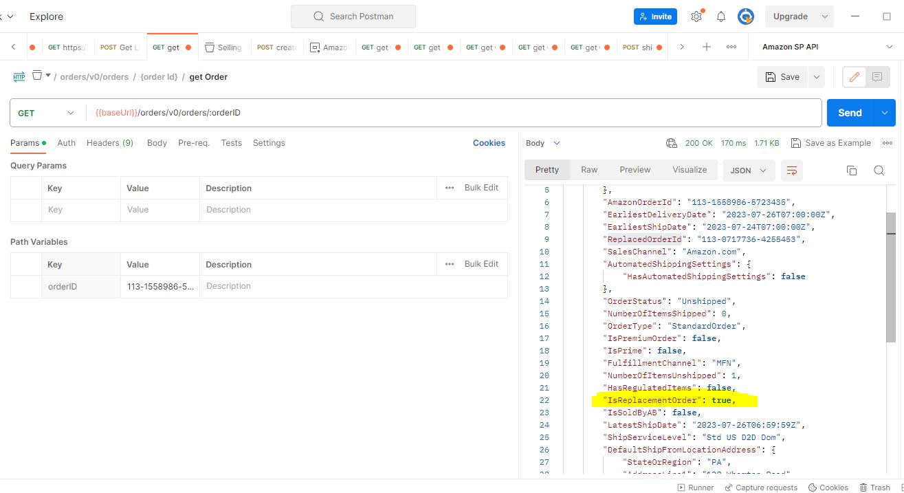 Bug Sp Api Isreplacementorder Is Passed As String True In Getorders But Is Passed As 