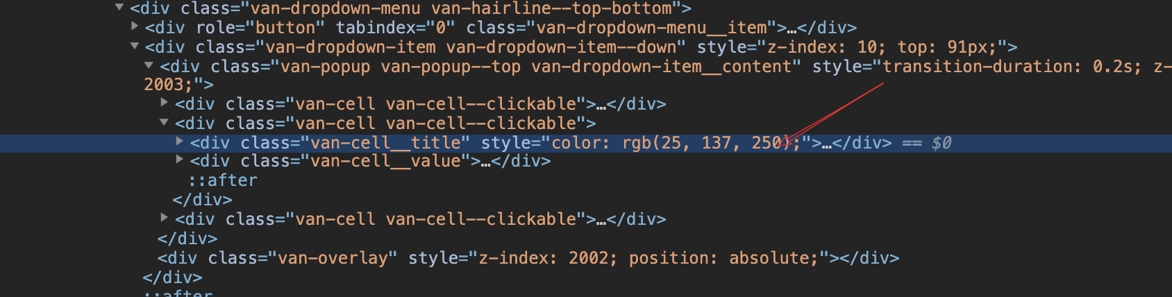 dropdown-item下拉框的选中文字的颜色如何自定义呢 ? · Issue #3592 · youzan/vant · GitHub