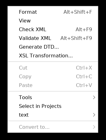 Copy & paste options are disabled when editing XML files that use the "Object/relational mapping ...