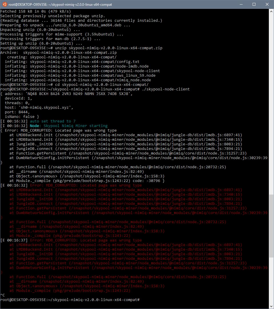 Error: MDB_CORRUPTED: Located page was wrong type · Issue #17 · skypool-org/skypool-nimiq-miner ...
