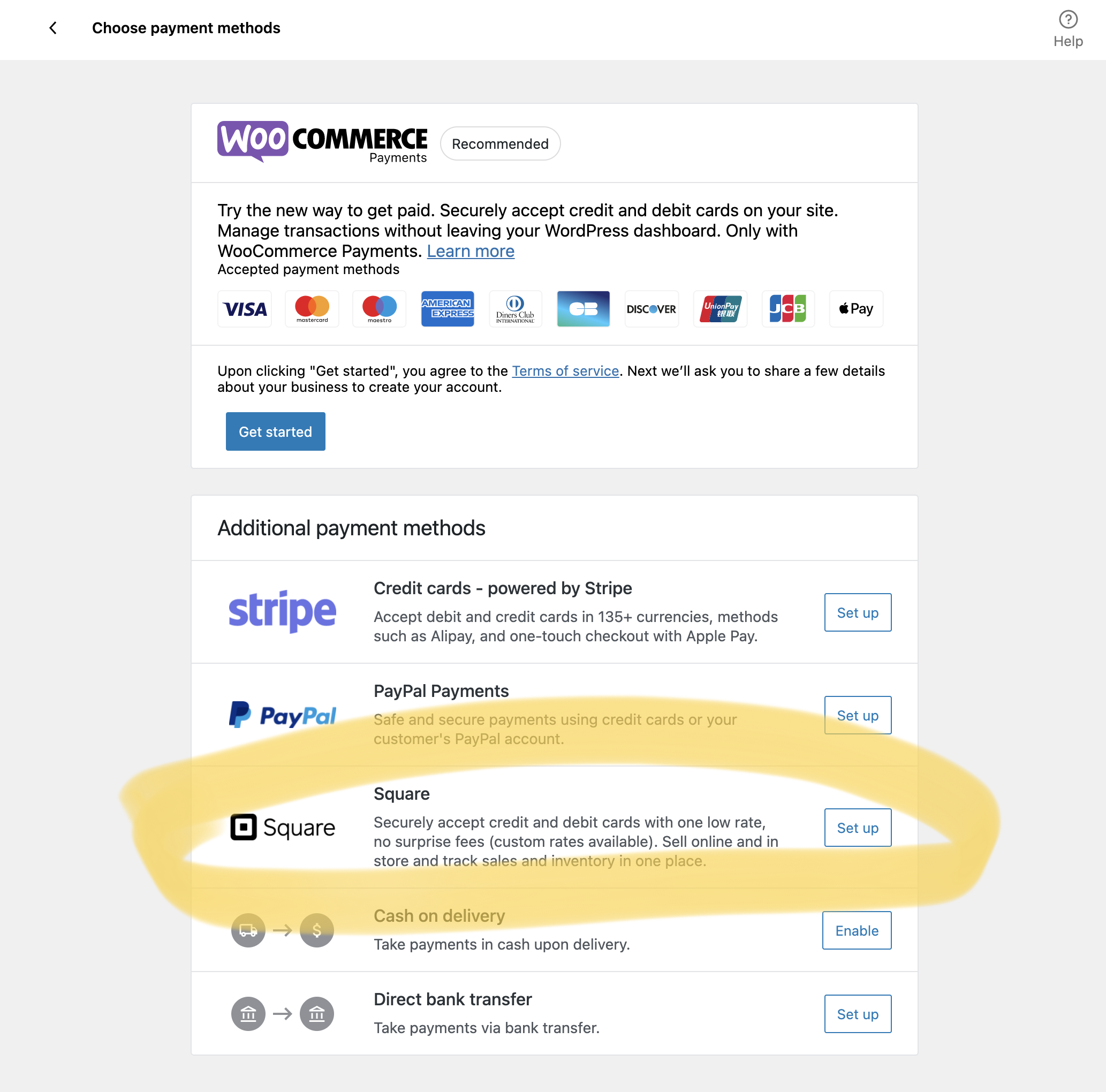 [GlobalStep] User is unable to see the "Square payment" method when Store Address is set to ...