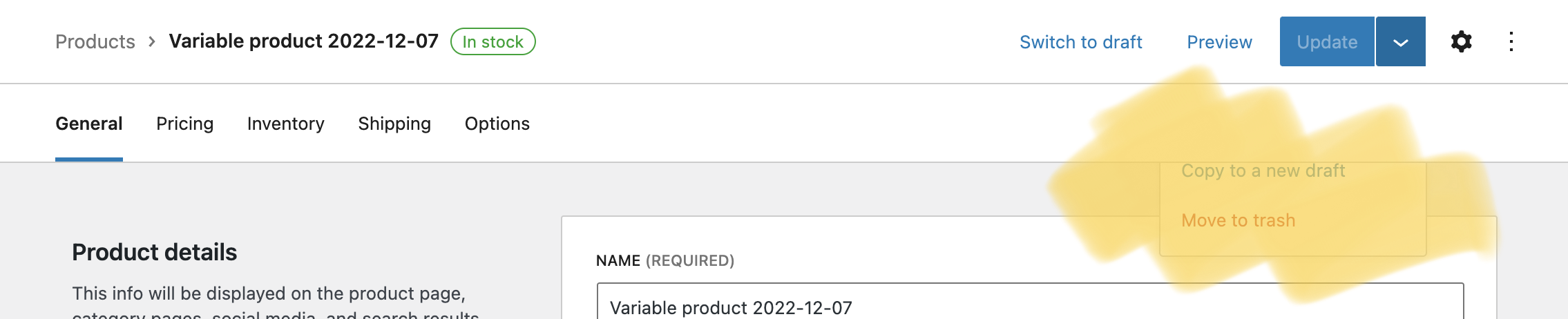 New product editing: Tooltips and dropdown menus in header render under navigation tabs · Issue ...