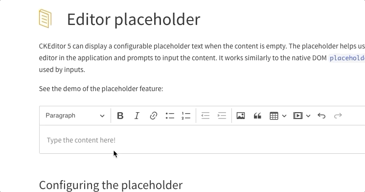[Docs] Heading placeholder displays incorrectly · Issue #9091 · ckeditor/ckeditor5 · GitHub