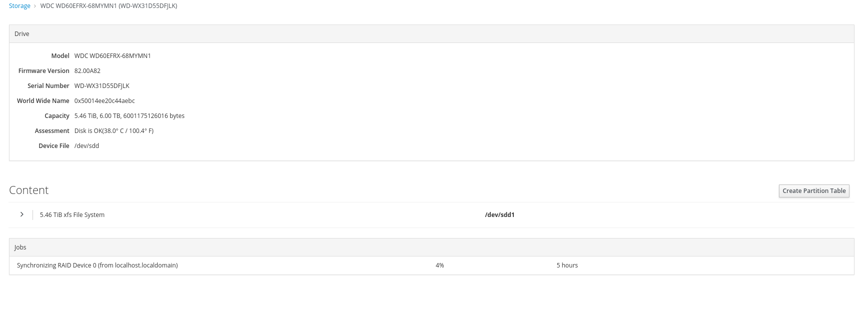 RAID sync Jobs status on every storage subpage page, even unrelated ...