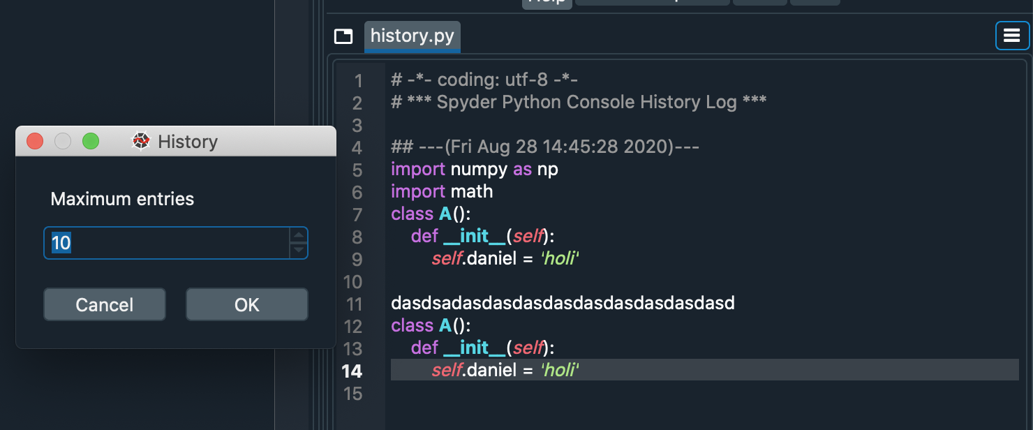 Maximum entries in History pane is not working · Issue #13663 · spyder ...