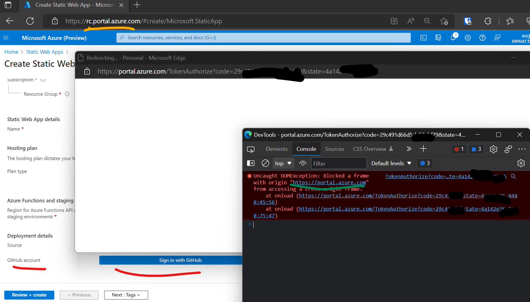 Release canditate [rc] version Azure portal | SWA creation cannot be ...