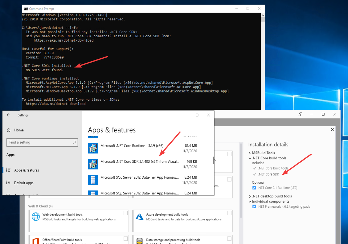 No Sdks Were Found After Installing Vs Build Tools 2019 With Net Core Build Tools Workload