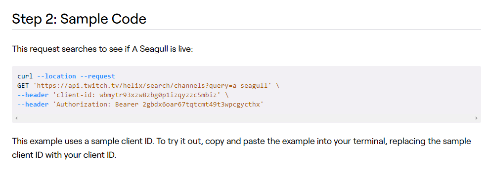 Quick Start Sample code: only change the ClientID? · Issue #374 · twitchdev/issues · GitHub