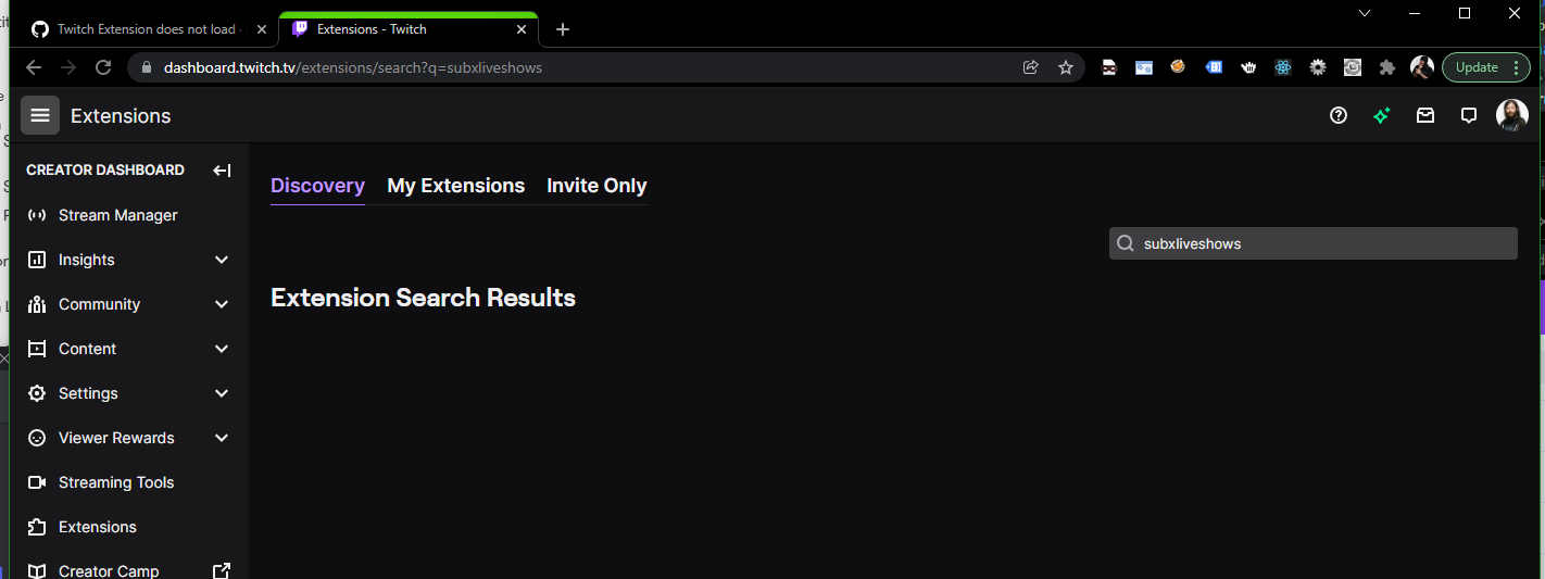 Twitch Extension does not load · Issue #560 · twitchdev/issues · GitHub