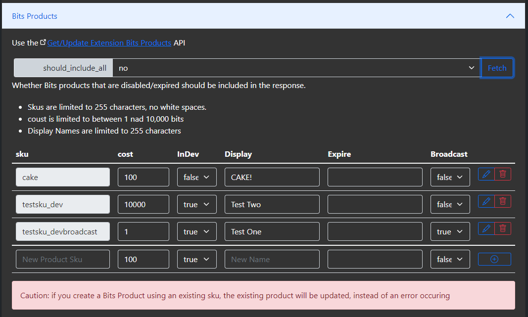 expiration sticky in the response array of "Get Extension Bits Products" · Issue #572 ...