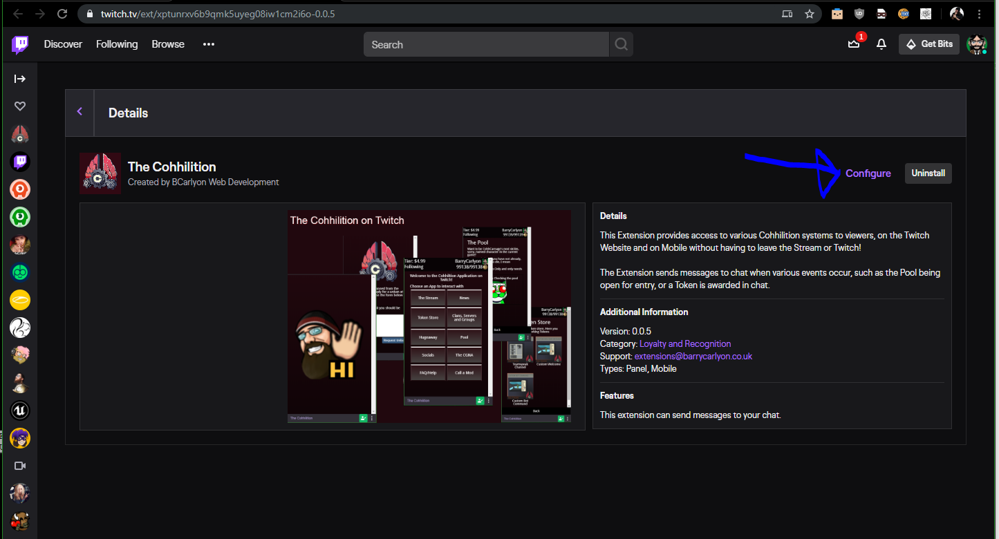 Configure link on the old Extension information page is broken · Issue #15 · twitchdev/issues ...