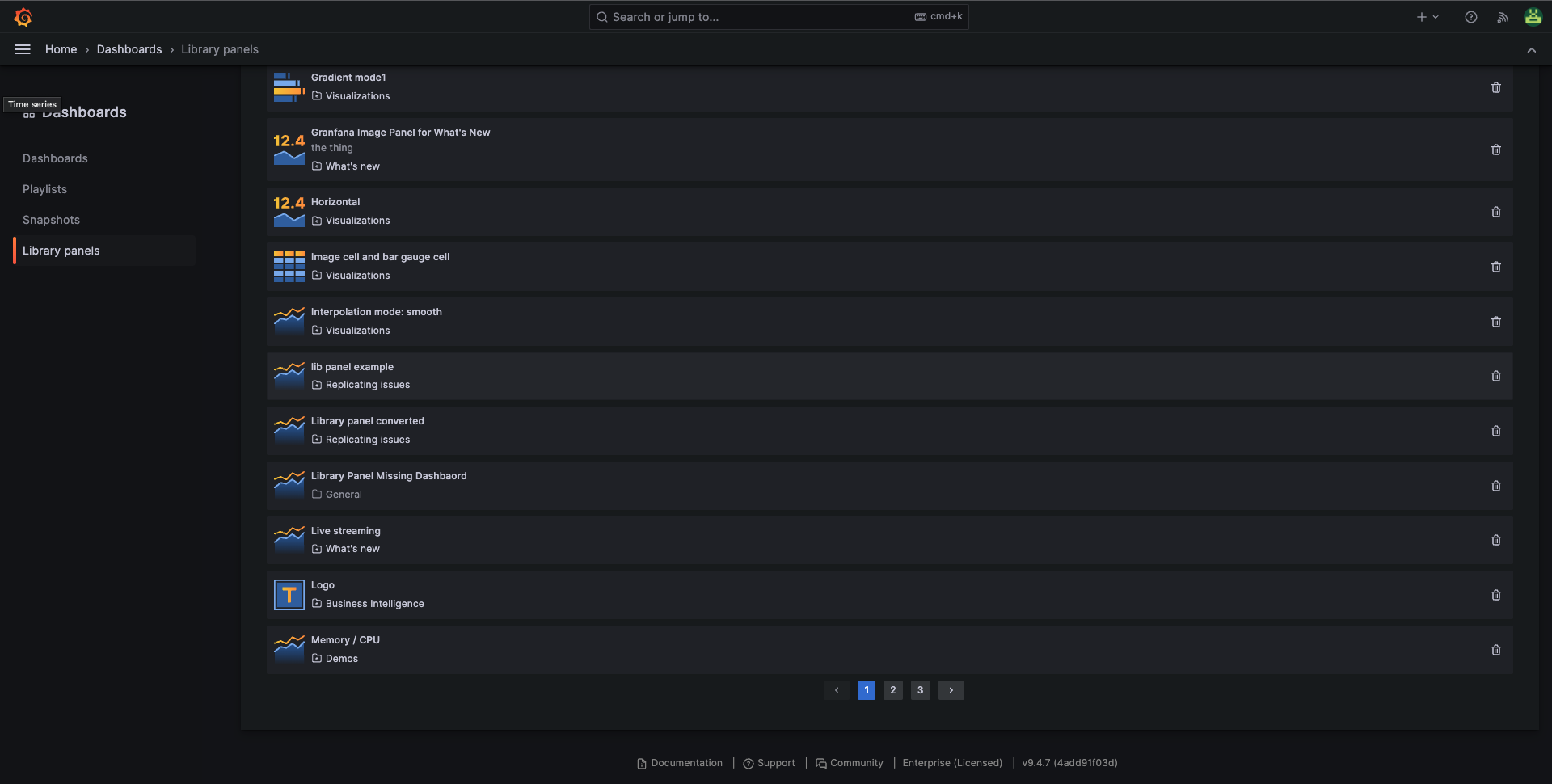 Library Panels page ignores library panels in the general folder when ...