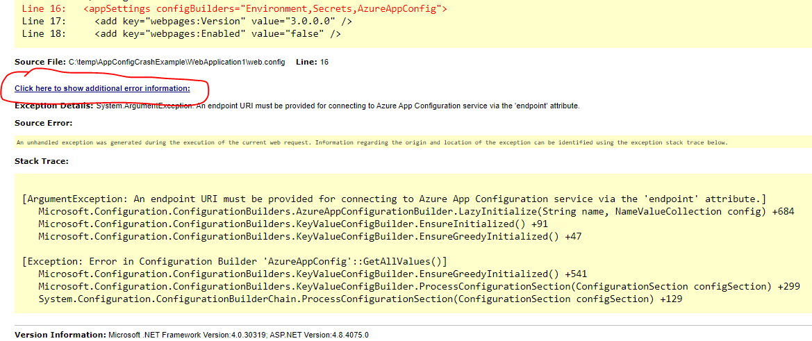 Package 'Azure.Security.KeyVault.Secret's missing from ConfigurationBuilders ...