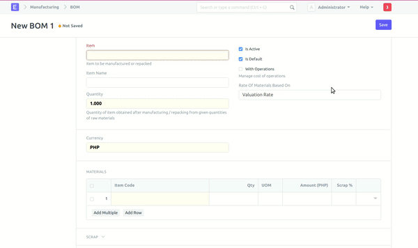 Multiple Add in Materials BOM doesn't set QTY · Issue #9698 · frappe/erpnext · GitHub