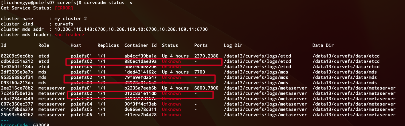 [bug] curveadm show wrong status of the cluster · Issue #217 · opencurve/curveadm · GitHub