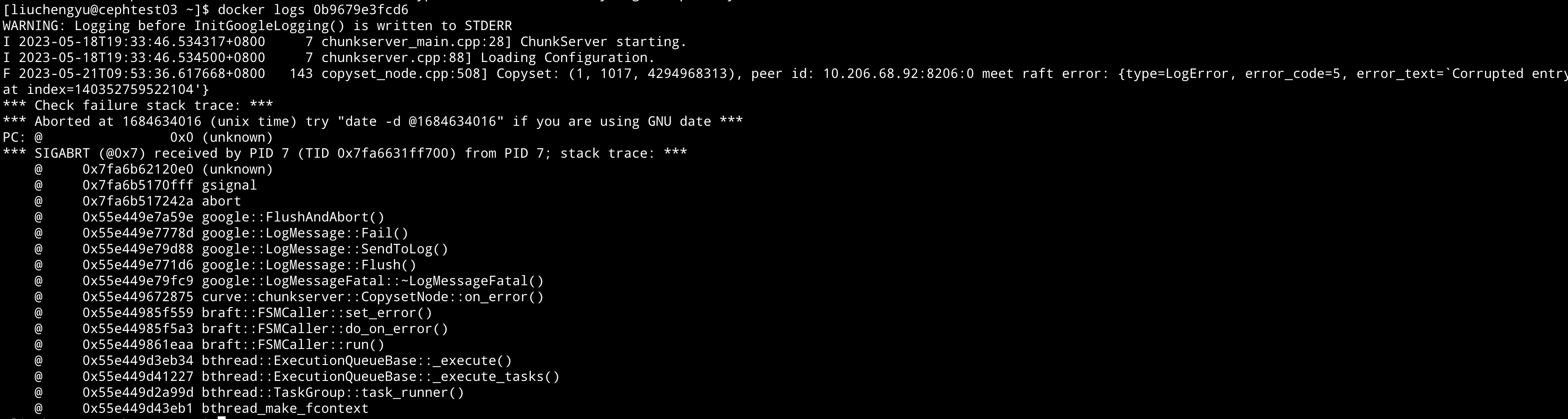 [curvebs] Chunkserver Panic When Execute Performance Test Using Fio With Cbd Ioengine · Issue
