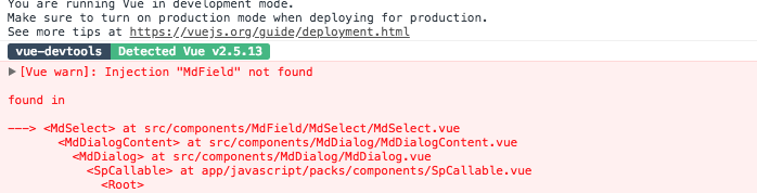 Injection "MdSelect" not found · Issue #1144 · vuematerial/vue-material · GitHub