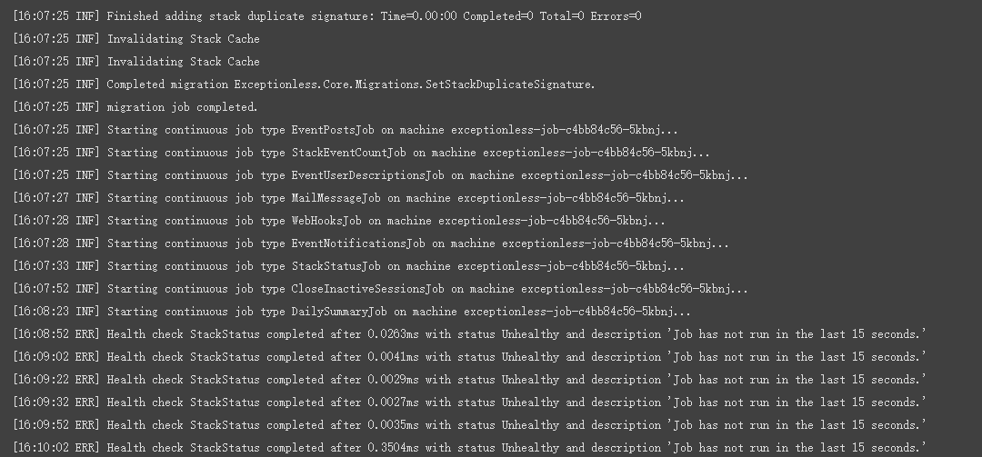 Health check StackStatus completed after 0.3504ms with status Unhealthy and description · Issue ...