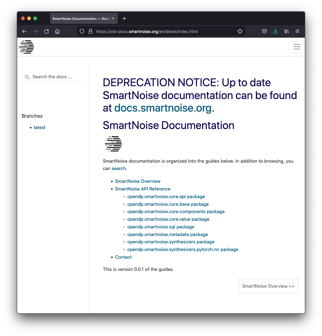 Add deprecation warning to home page · Issue #1 · opendp/old-docs ...