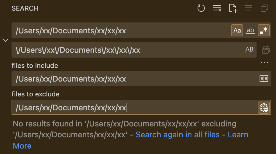 ${pathLikeVariable} slashes are escaped in "replace" argument of "runInSearchPanel" on MacOS ...