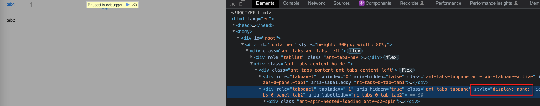 使用 antd tab 组件，切换 tab 的时候，表格会消失 · Issue #1602 · antvis/S2 · GitHub